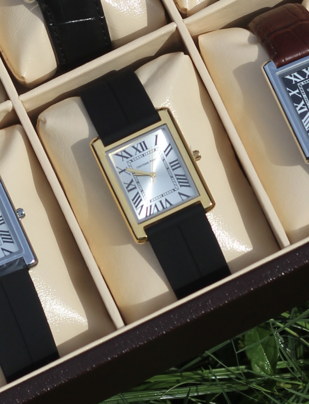 Golden dial and black silicon belt - Luxury Tank Watch - Belment